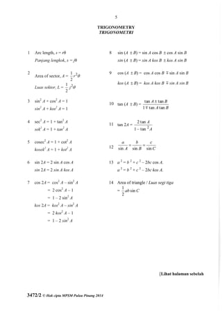 Trial penang 2014 spm matematik tambahan k2 [scan] | PDF
