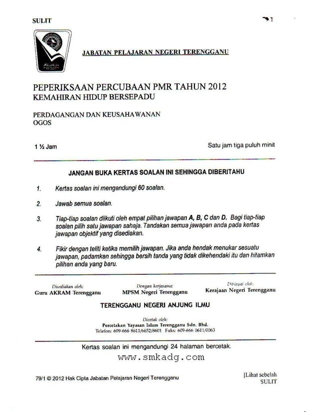 Trial pmr 2012_trg__khb-pk[1] | PDF