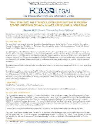 Trial Strategy: The Struggle over Perpetuating Testimony Before ...