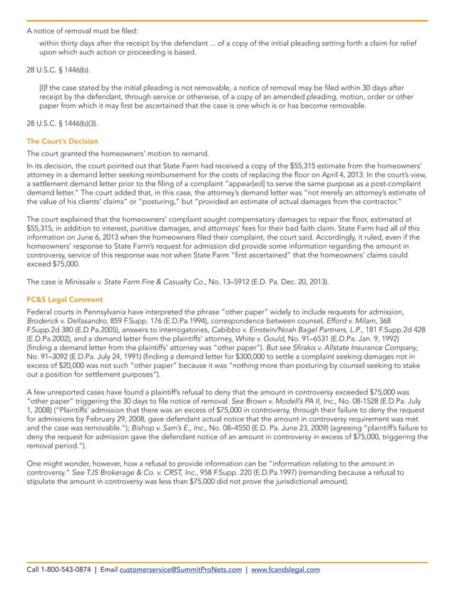 Trial Strategy: Using "Other Paper" in a Motion to Remand a Coverage ...