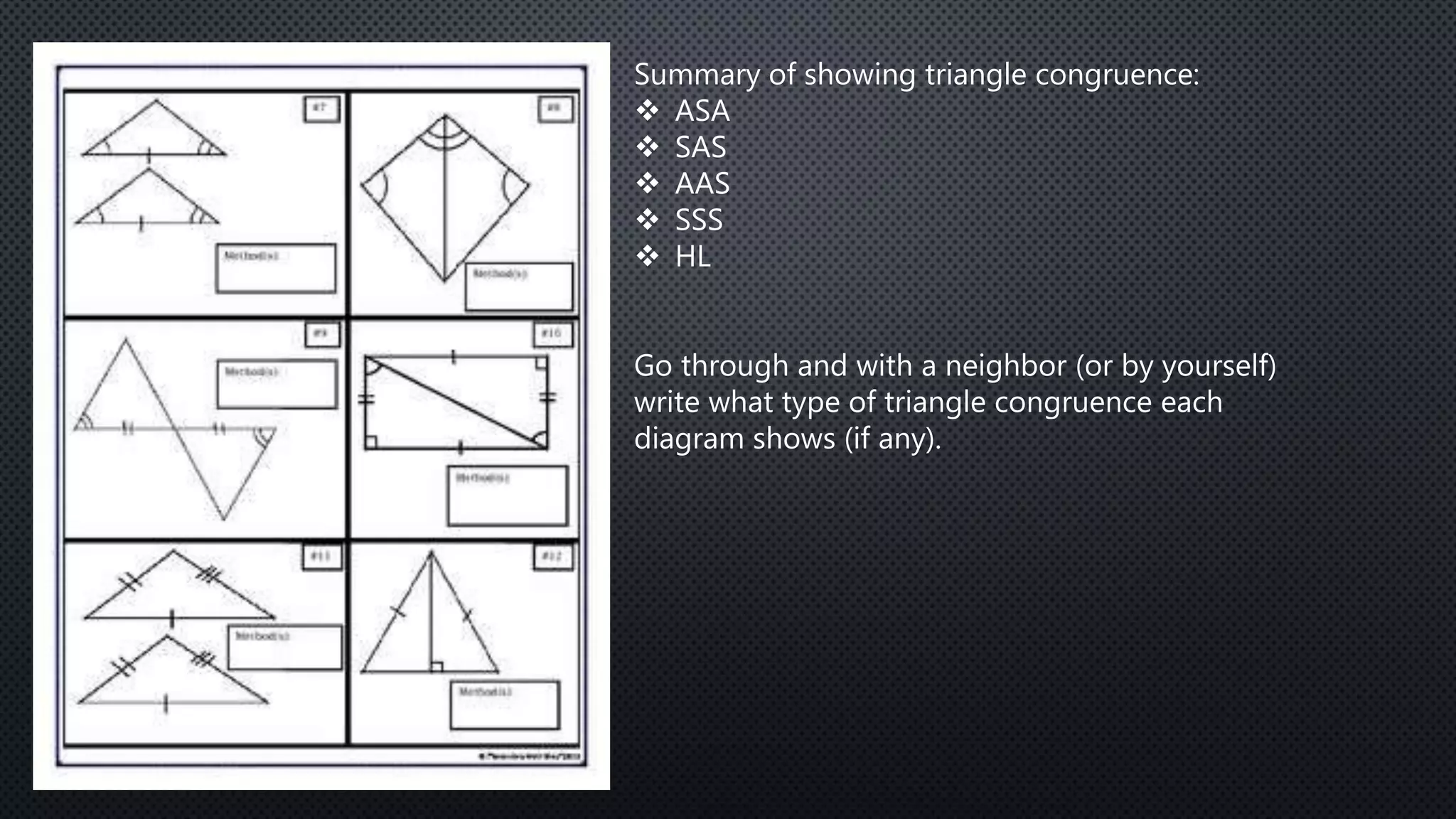 Triangle congruence relations aas and sss | PPT