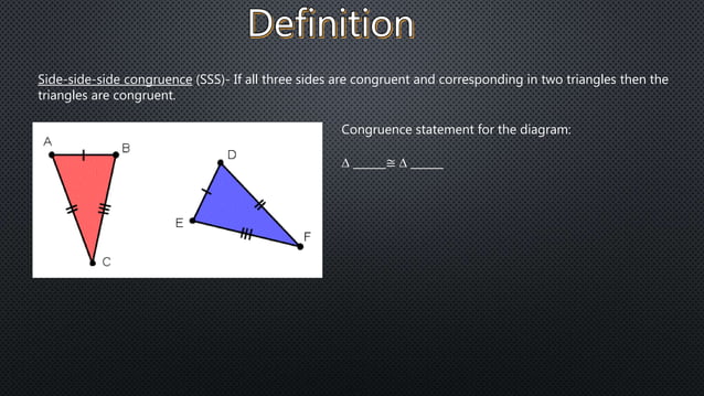 Triangle congruence relations aas and sss | PPT