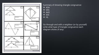 Triangle congruence relations aas and sss | PPTX