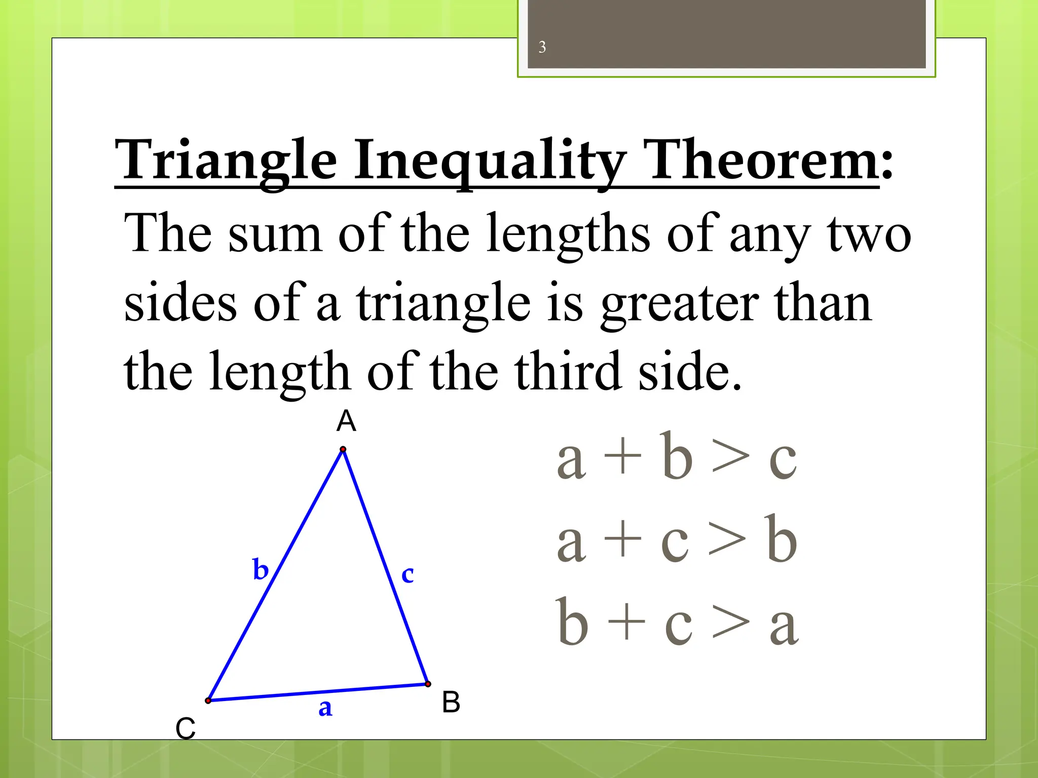 math 8 triangle inequalities theorem .ppt