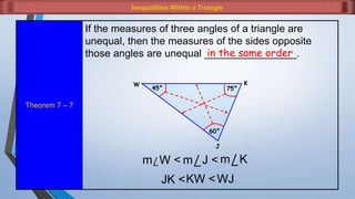triangle inequalities theorem mathematics 8 | PPT