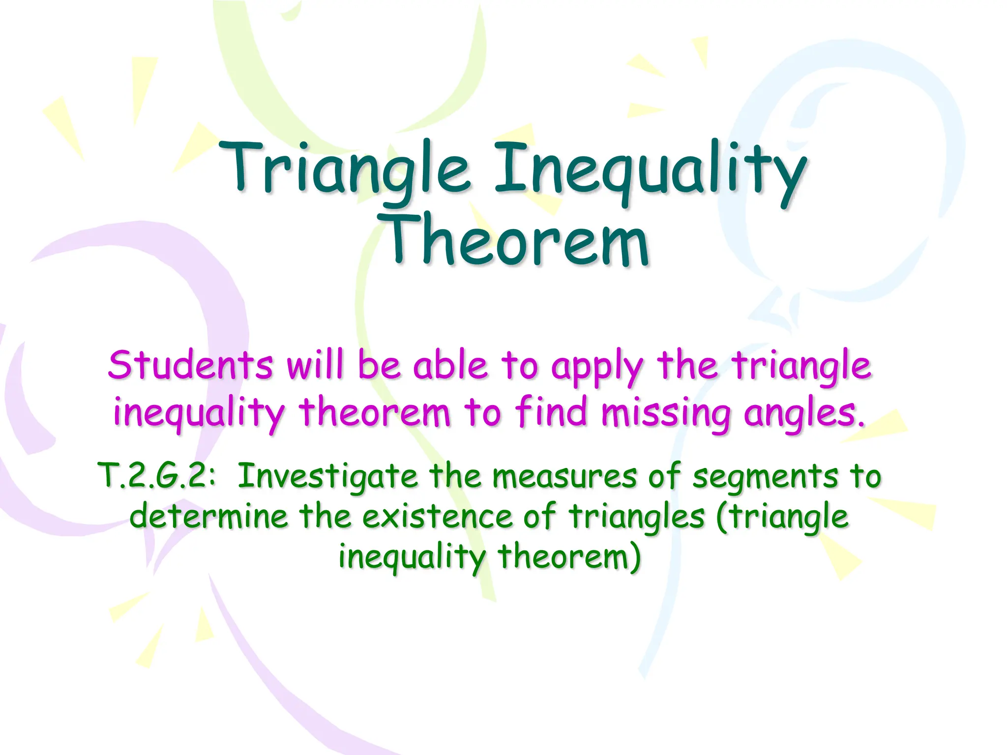 Powerpoint In Triangle Inequality Theorem Ppt