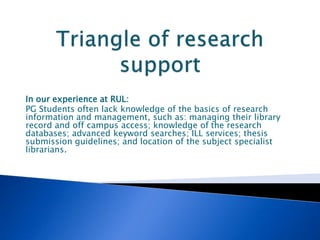 Triangle of Research Support | PPTX | Postgraduate Education | College ...