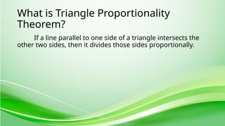 Verifying the Triangle Proportionality Theorem | PPTX