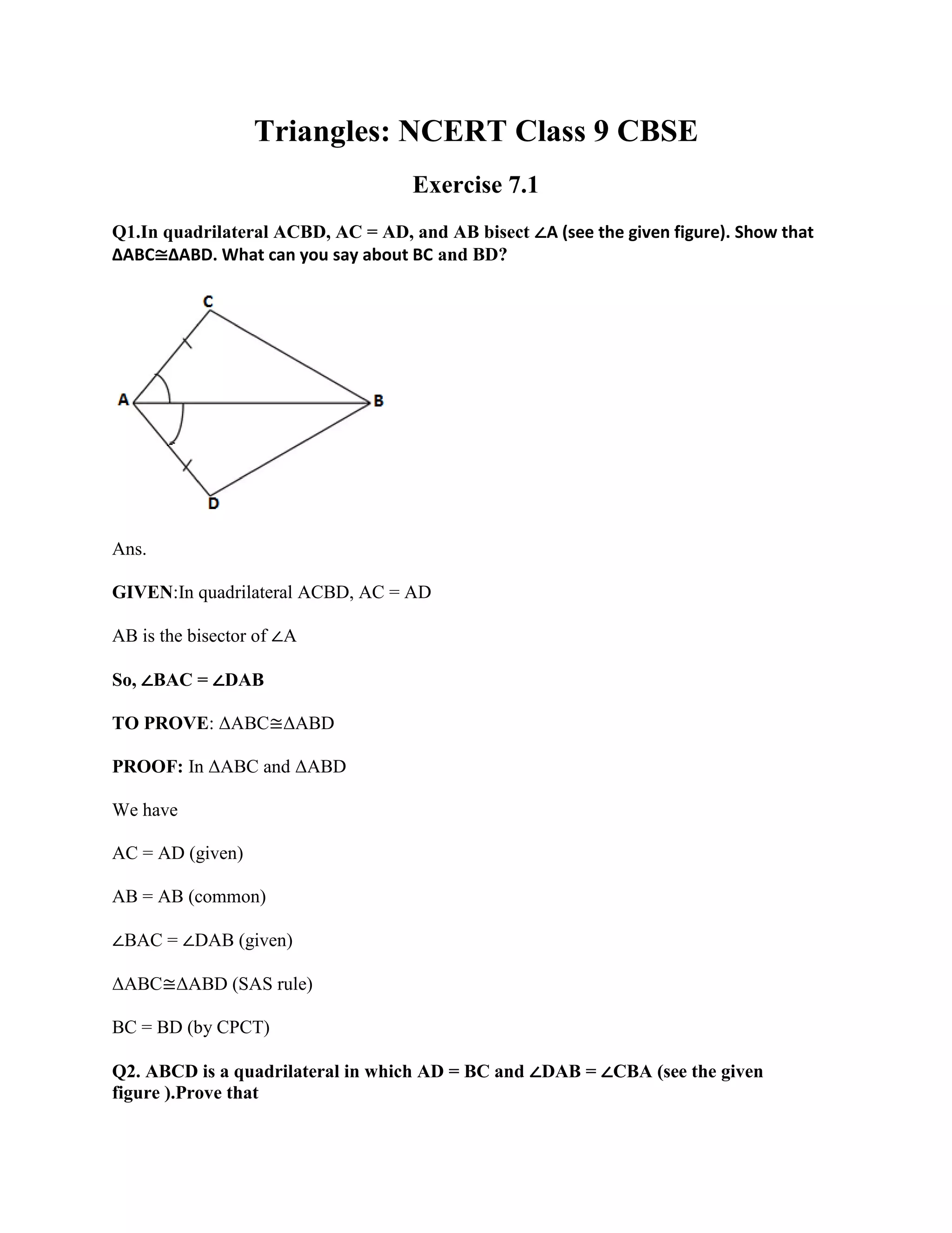 Triangles class 9 | PDF