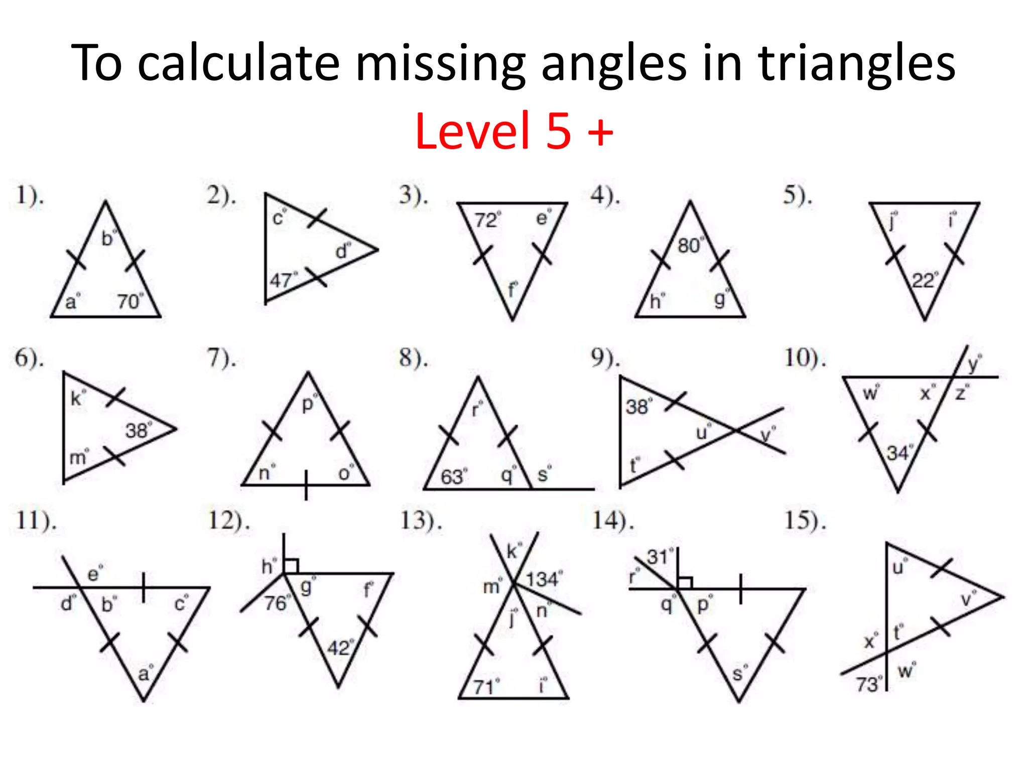 Triangles, identifying and finding missing angles | PPTX