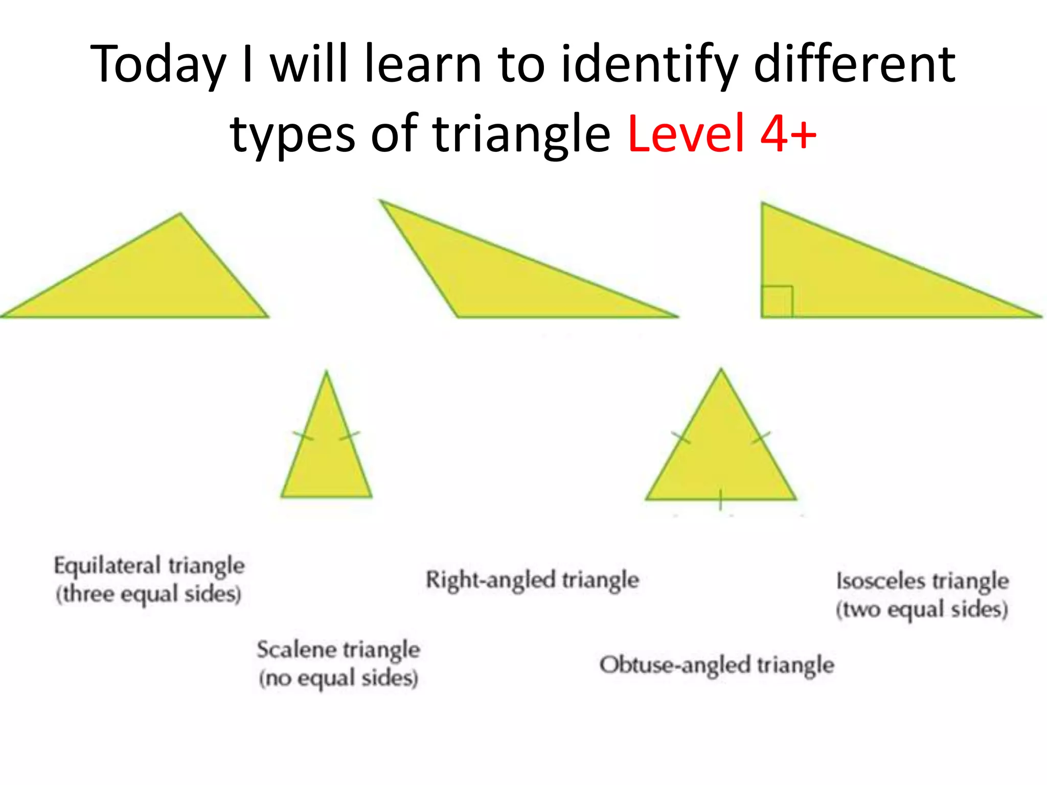 Triangles, identifying and finding missing angles | PPTX
