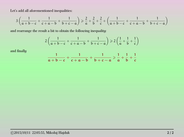 The Sum Of The Triangle Sides Lengths Reciprocals Vs A Cyclic Sum Of A