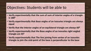 #Triangle : Experimental verification of properties of triangle | PPSX