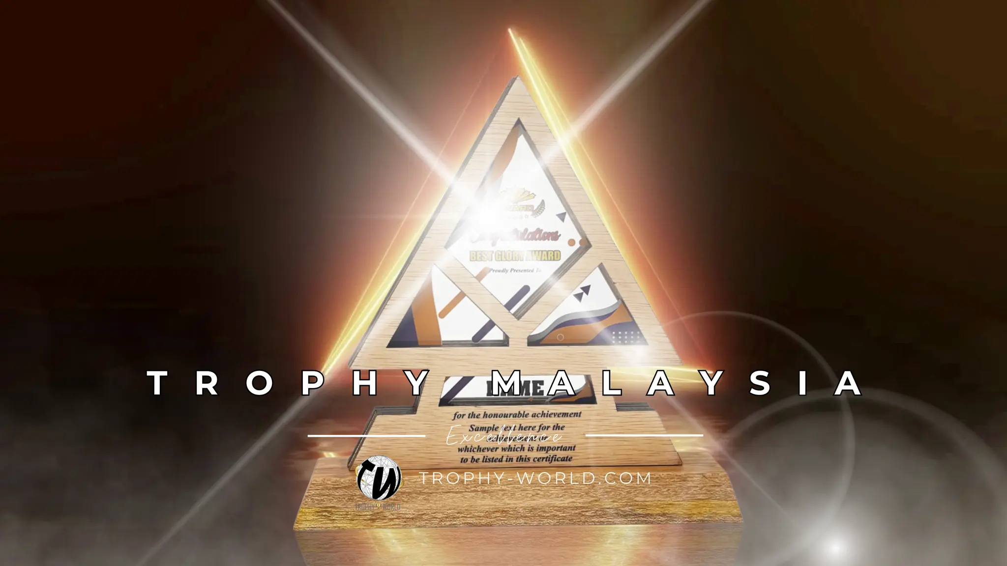 Triangle Wooden Crystal Plaques at Trophy-World Malaysia | Custom ...