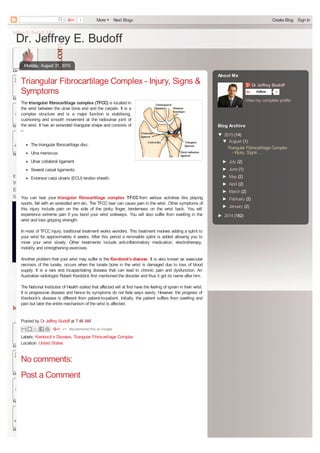 Triangular Fibrocartilage Complex - Injury, Signs & Symptoms | PDF