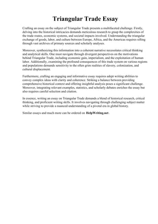 Triangular Trade Essay | PDF