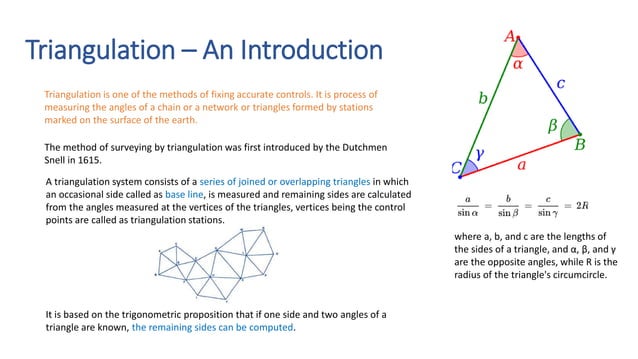 Triangulation survey (Basic Mine Surveying)_MI10412MI.pptx | Geography ...