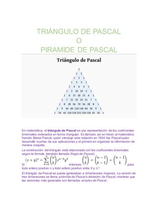 Triangulo de pascal yese | DOCX