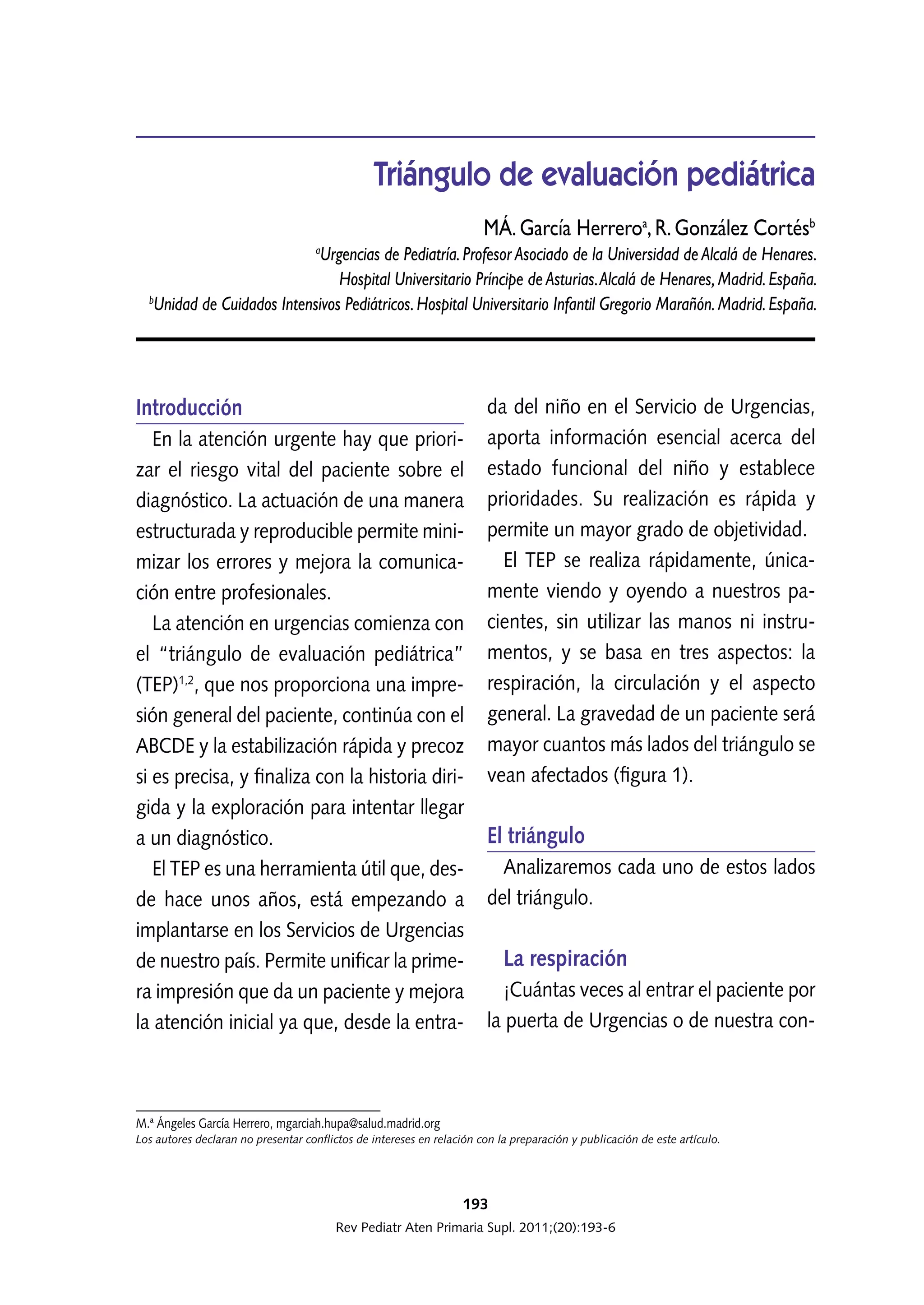 Triangulo evaluacion pediatrica | PDF