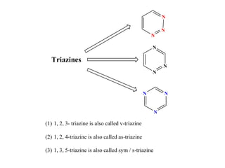 Synthesis, aromatic character and reaction of Triazines | PPT