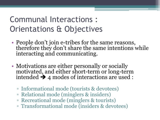 Virtual Communities: from tribes to etribes | PPTX | Social Networking ...
