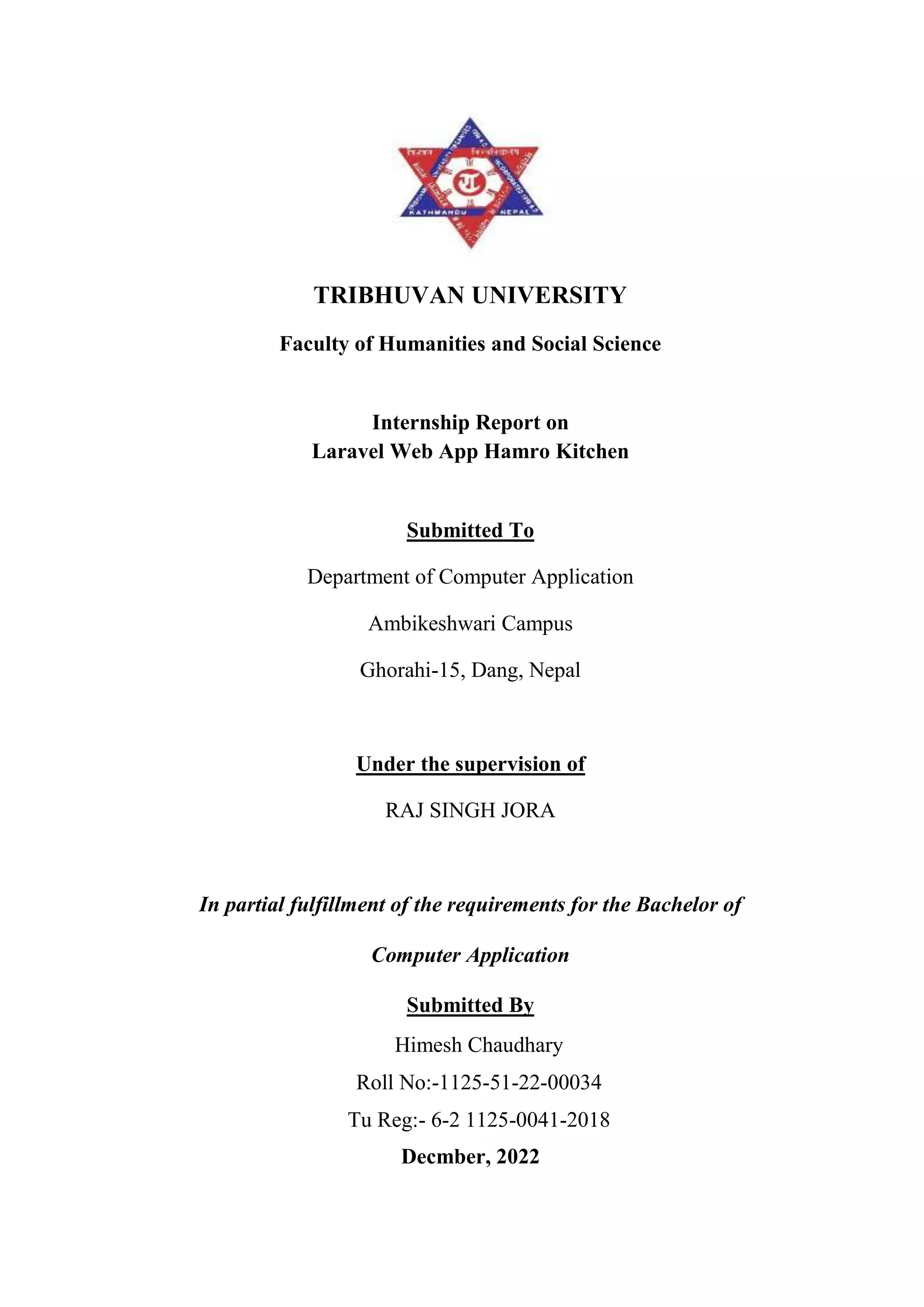 TRIBHUVAN UNIVERSITY BCA INTERNSHIP REPORT FOR 7 SEM.docx