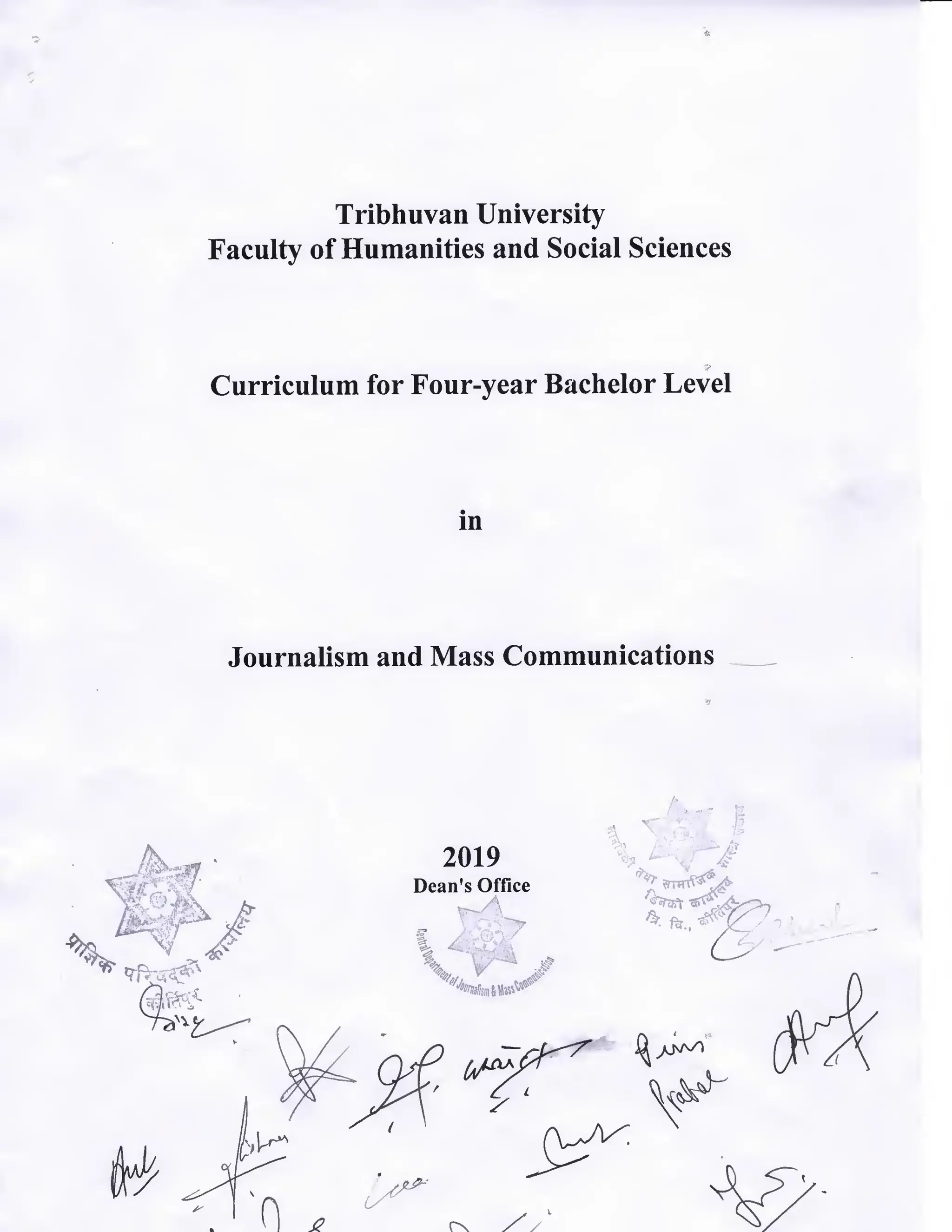 Curriculum For Four Year Bachelor Level In Journalism And Mass ...