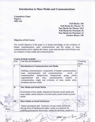 Curriculum For Four Year Bachelor Level In Journalism And Mass ...