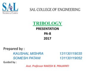 Tribology Aspects .Cause of friction,stick and slip phenomenon,sliding ...