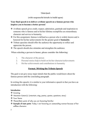 Tribute speech package fall 2014 | DOCX