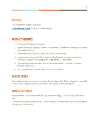 Trichoderma viride 1.5% w.p. (tricho pep v) method of application & dosage | PDF