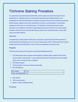 Trichrome stain procedures | DOCX