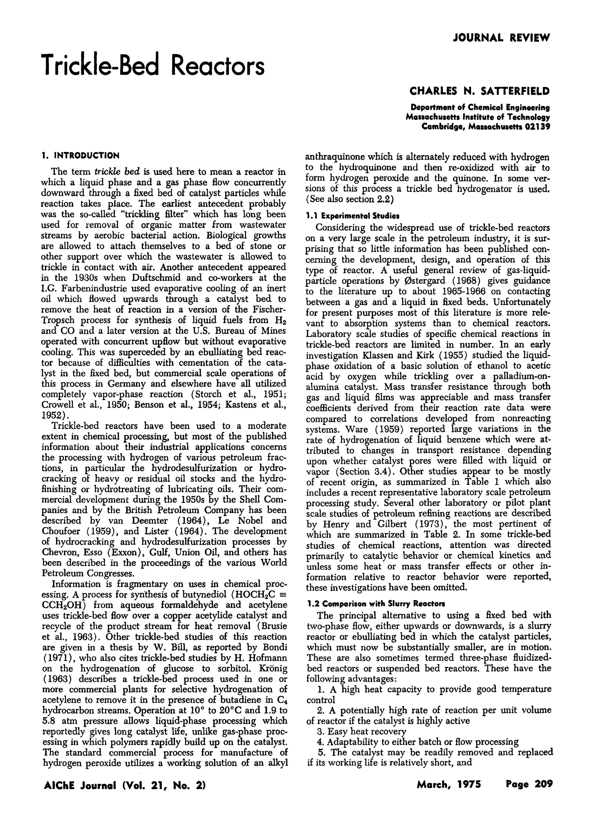 Trickle bed reactors | PDF