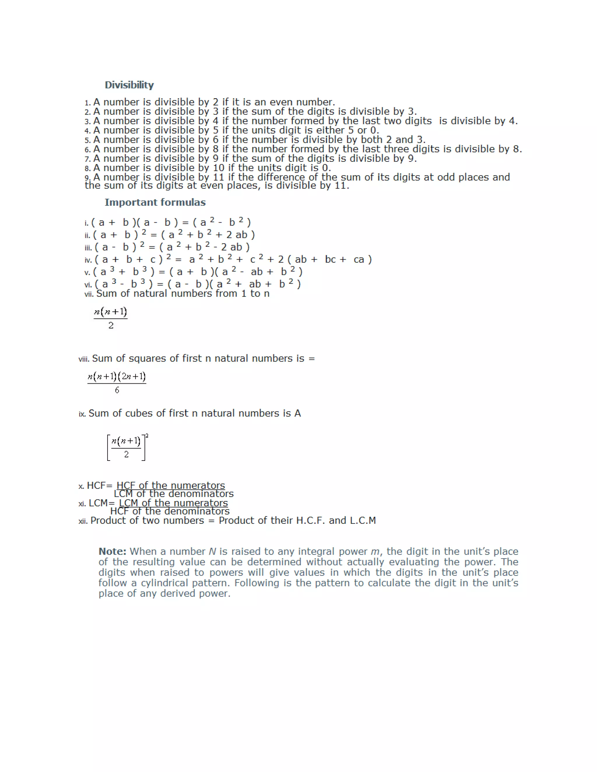 maths Tricks | DOCX