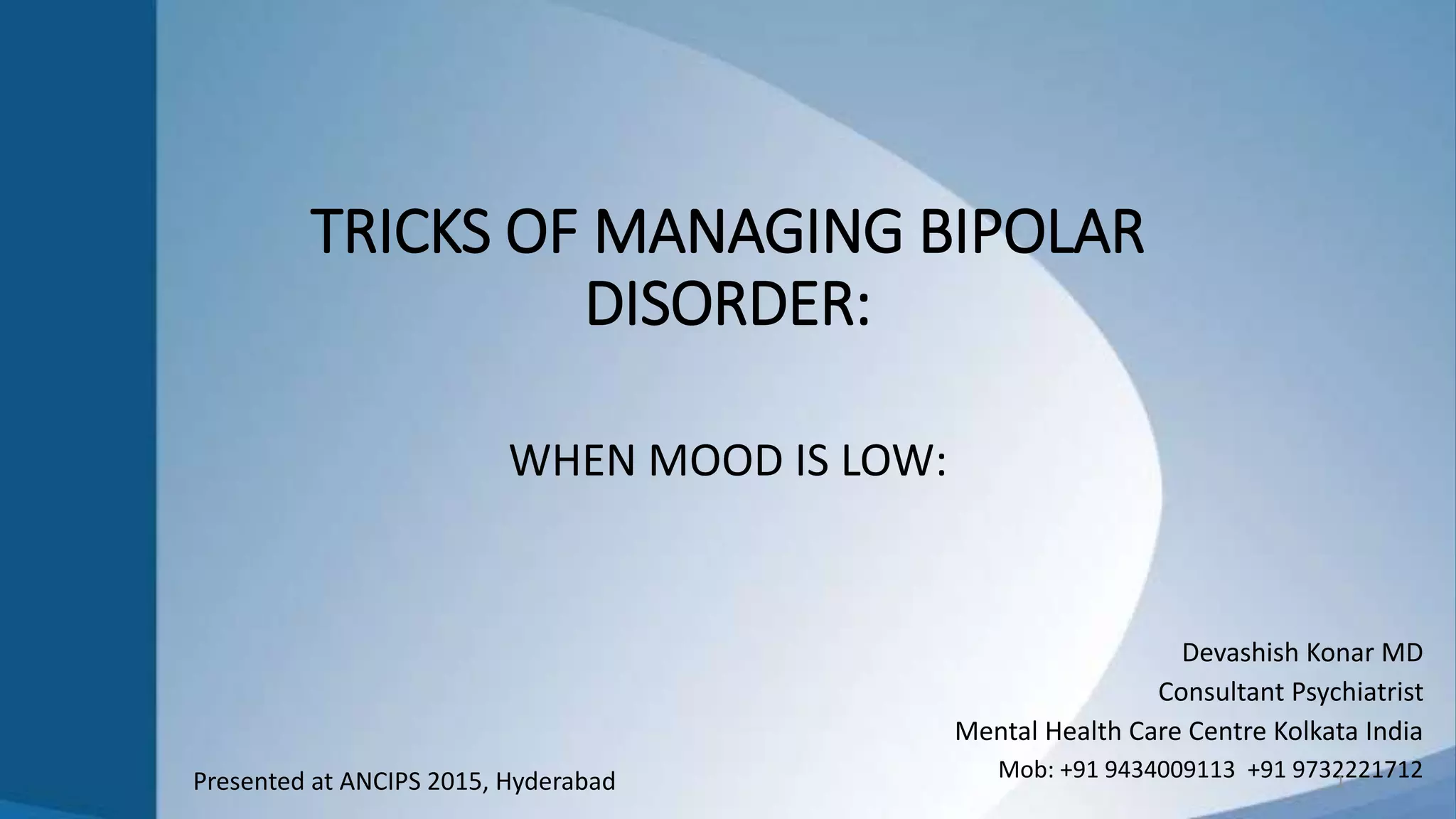 Tricks of managing bipolar disorder | PPT