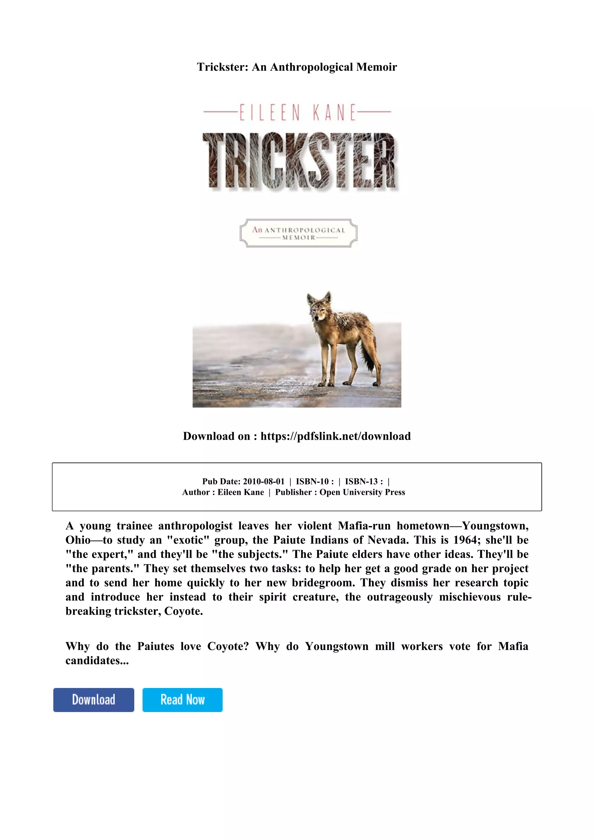 Trickster: an anthropological memoir | PDF