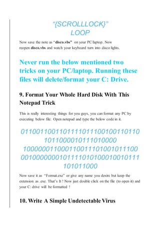 Tricks to hack notepad | PDF