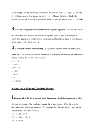 Tricks to remember the quadratic equation.ACTION RESEARCH ON MATHS | PDF
