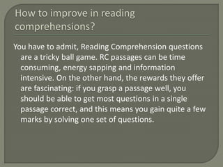 Tricks to solve reading comprehension | PPTX