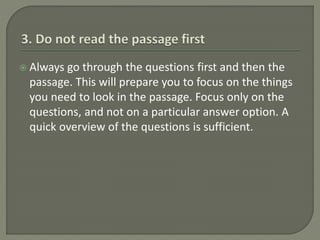 Tricks to solve reading comprehension | PPTX