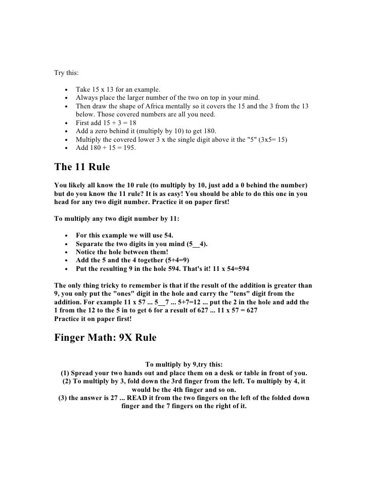 Tricky math shortcut