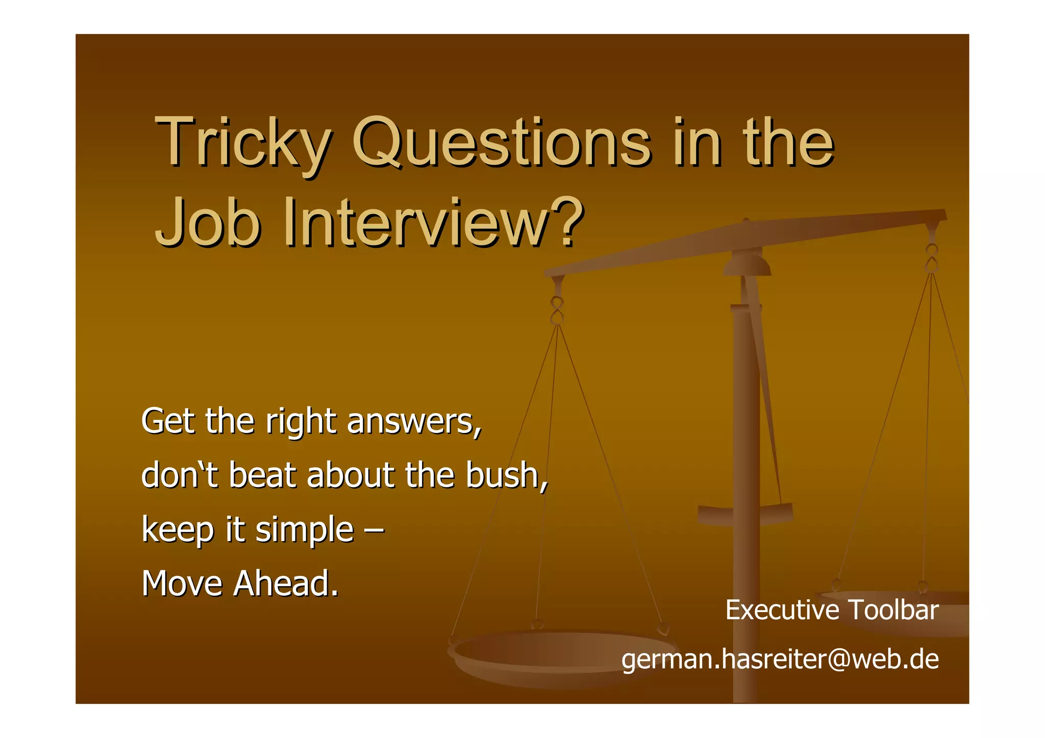 Tricky Questions In The Job Interview | PDF