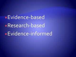 Tricky Terminology: Making Sense Of and Applying Research and Evidence ...