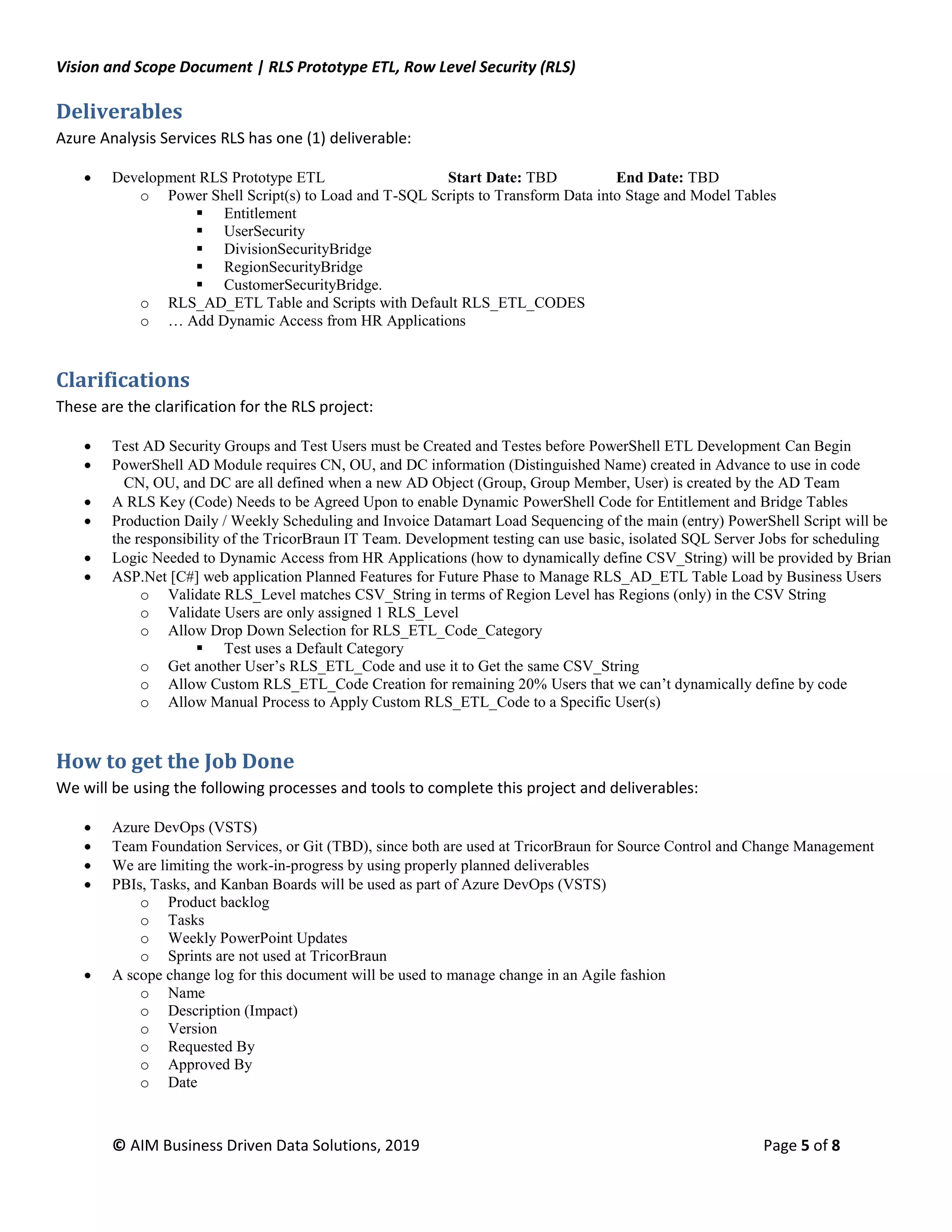 RLS Prototype ETL | Vision and Scope Document | PDF