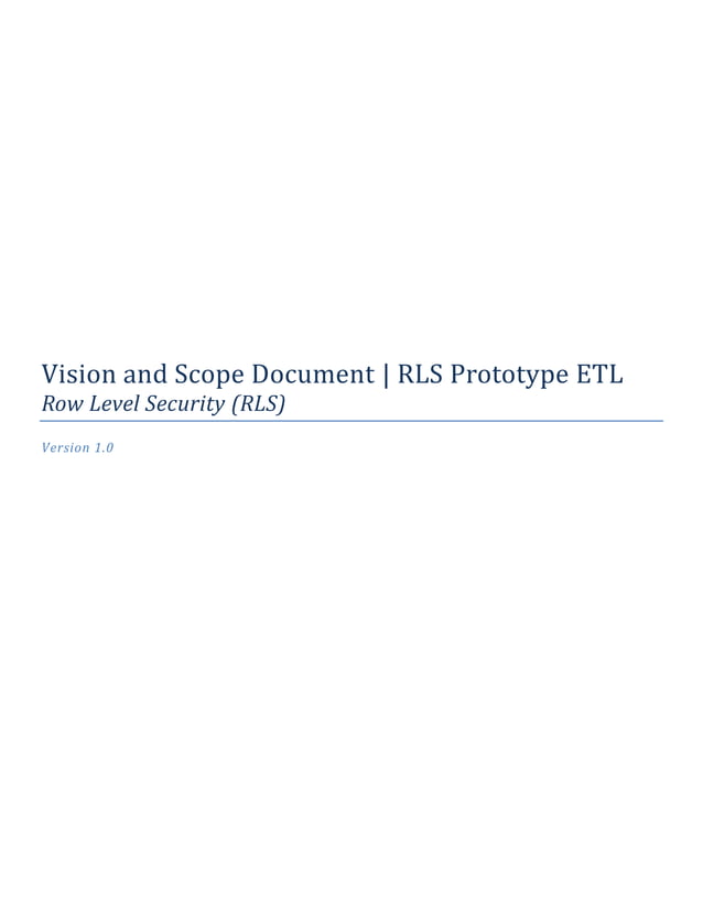 RLS Prototype ETL | Vision and Scope Document | PDF | Databases | Computer Software and Applications