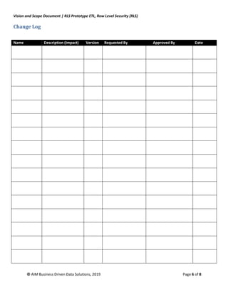 RLS Prototype ETL | Vision and Scope Document | PDF