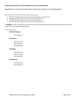 RLS Prototype ETL | Vision and Scope Document | PDF