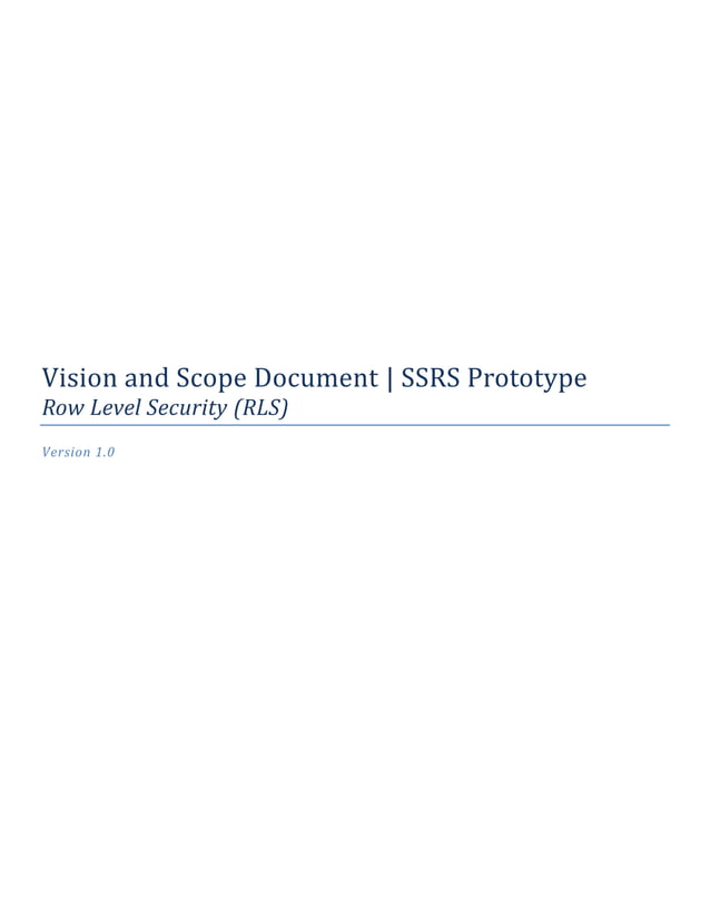 SSRS RLS Prototype | Vision and Scope Document | PDF | Databases ...