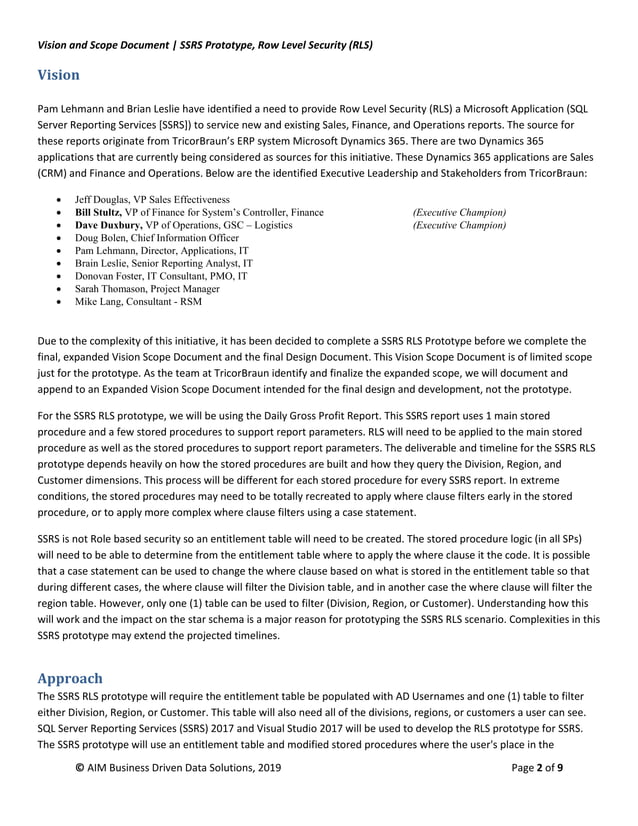SSRS RLS Prototype | Vision and Scope Document | PDF | Databases ...