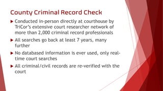 TriCor Employment Screening Overview of Services | PDF